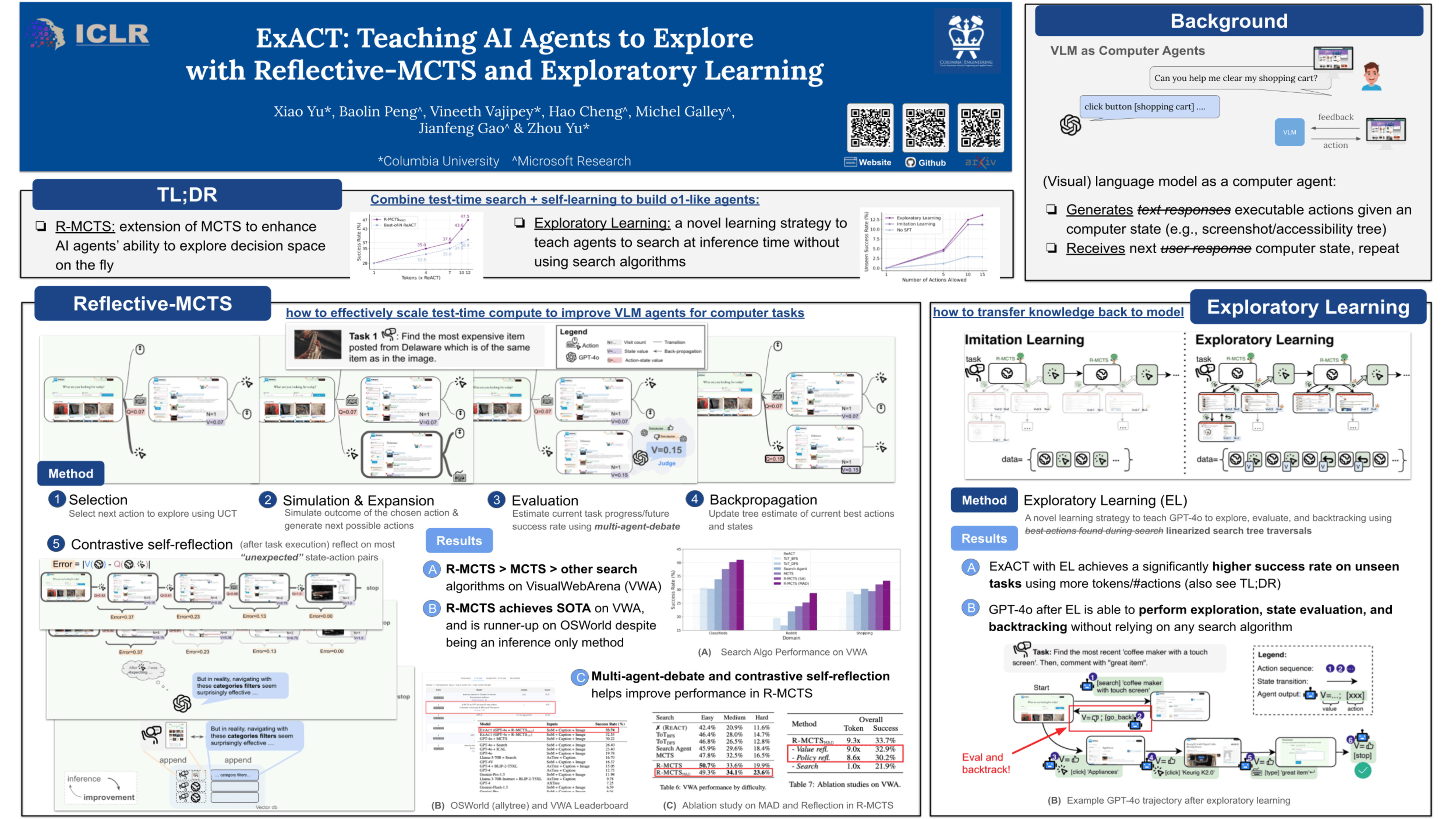 ICLR Poster ExACT: Teaching AI Agents to Explore with Reflective-MCTS and Exploratory Learning